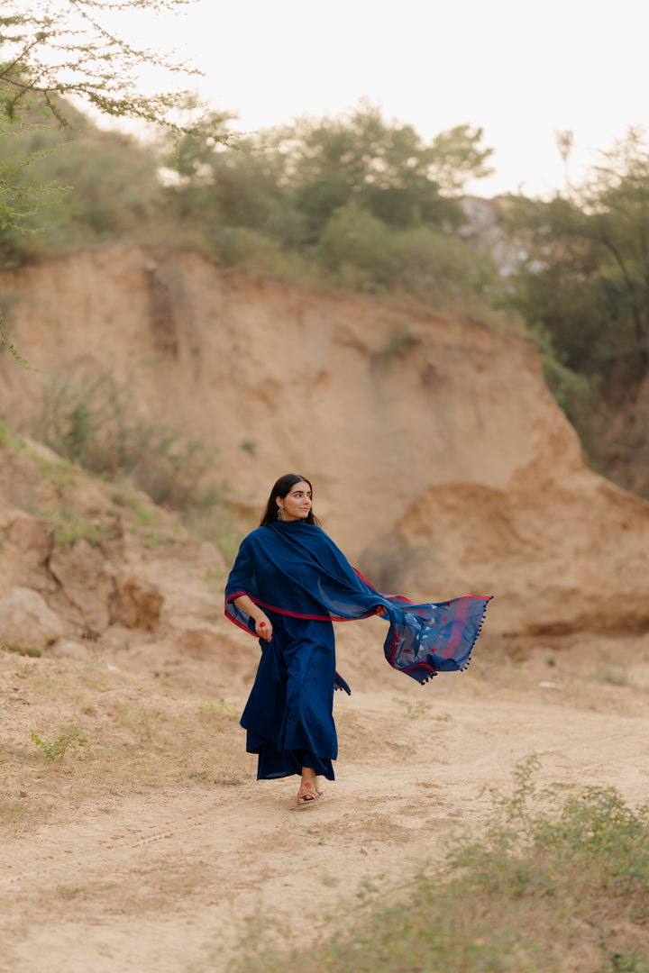 Egyptian blue Kalidaar Kurta Set with Dupatta – Silai Studio
